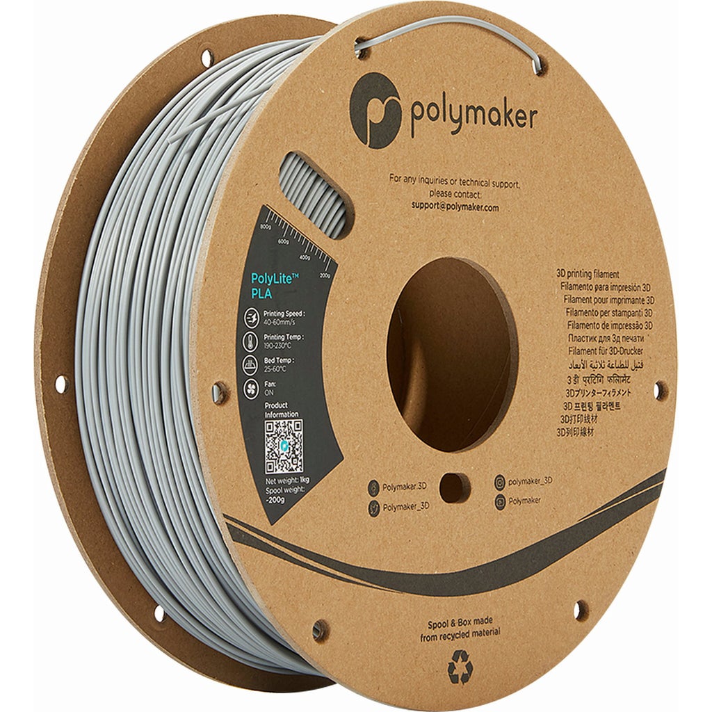 Polymaker PolyLite PLA - Grey - 3DJake Ireland