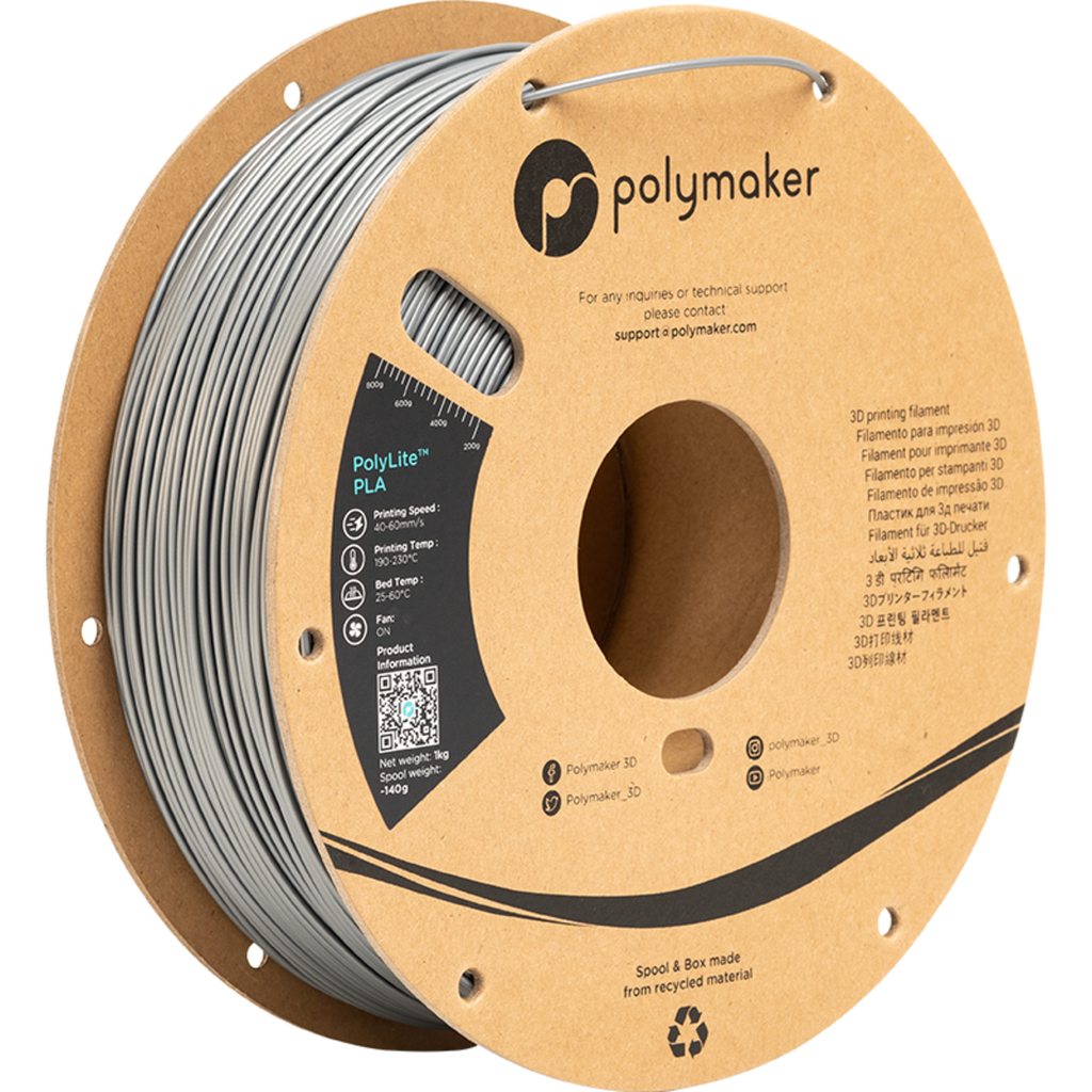 Polymaker PolyLite PLA Steel Grey - 3DJake Ireland