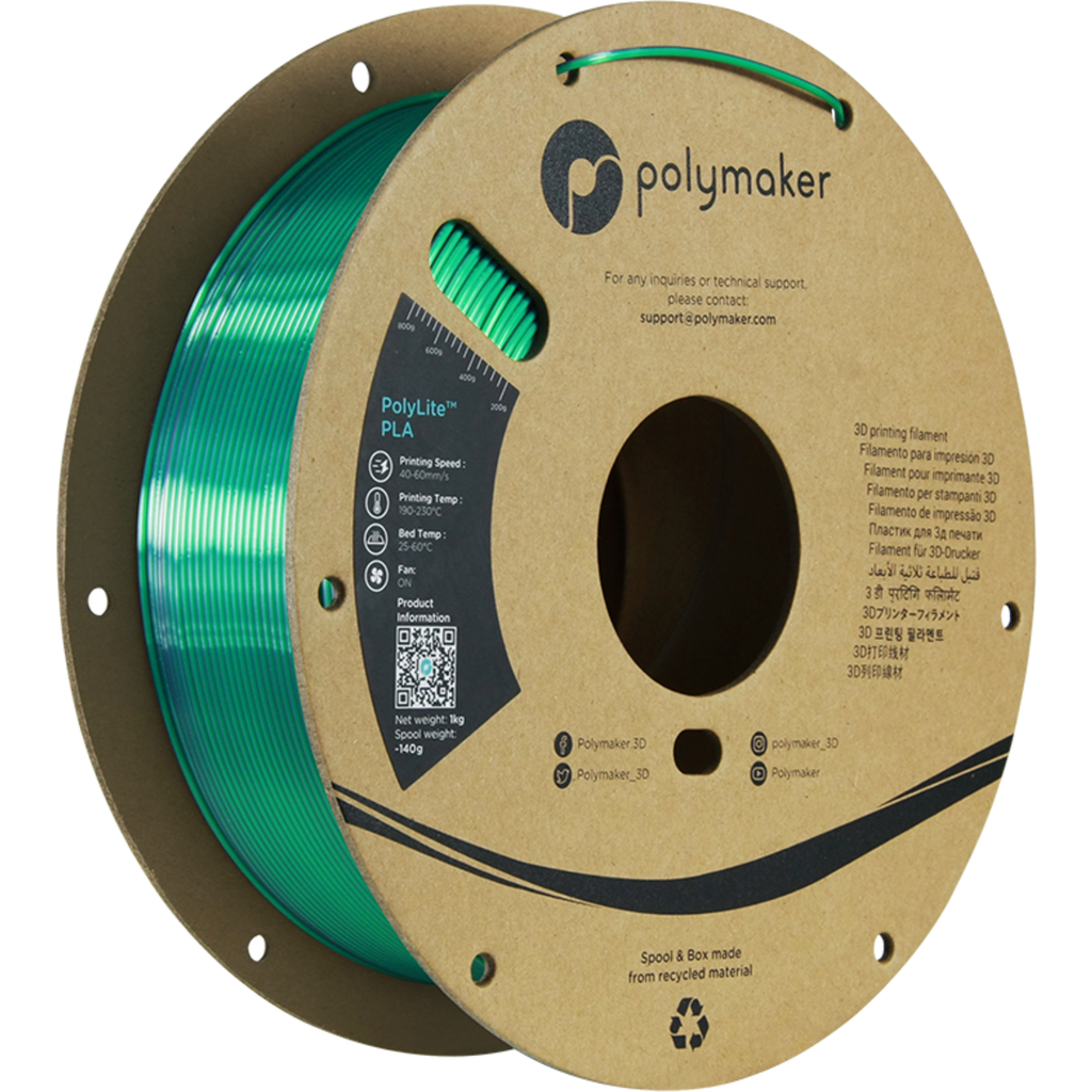 Polymaker PolyLite Dual Silk PLA Jadeite Green-Chrome - 3DJake ...