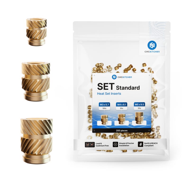 CNC Kitchen Threaded Inserts Set - Standard, 1 set - 3DJake Switzerland