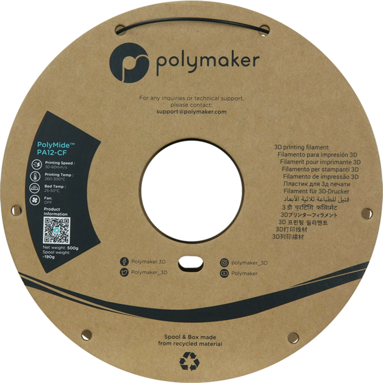 Polymaker Polymide PA12-CF Schwarz - 3DJake Deutschland