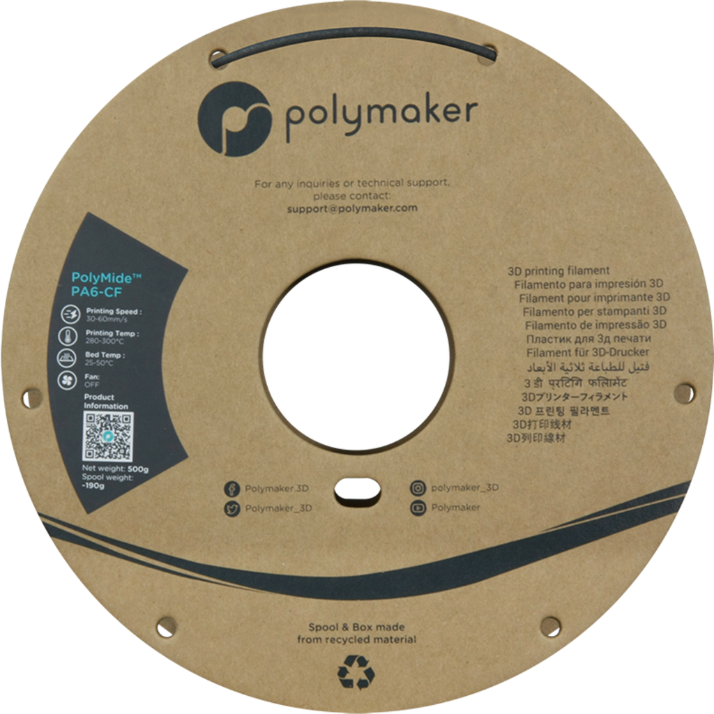 Polymaker PolyMide PA6-CF Schwarz - 3DJake Deutschland