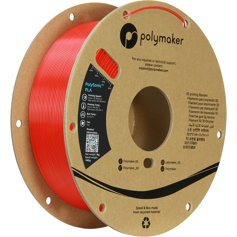 Polymaker PolySonic PLA Rouge - 3DJake France