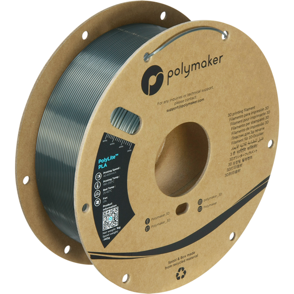 Polymaker PolyLite PLA Silk Gunmetal Grey - 3DJake España