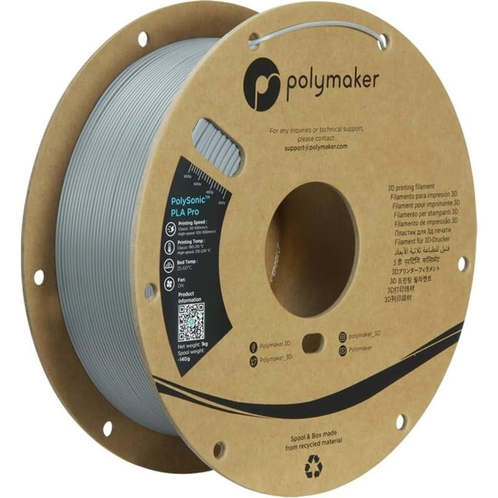 Polymaker PolySonic PLA Pro Grey - 3DJake Ireland