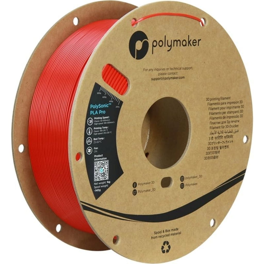 Polymaker PolySonic PLA Pro Red - 3DJake Ireland