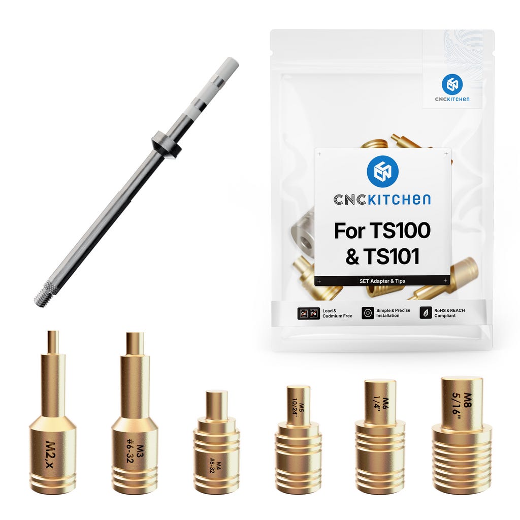 CNC Kitchen Soldering Tips + TS100 Adapter, 1 set - 3DJake
