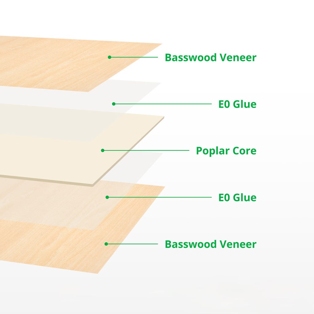 Bambu Lab 3 mm Basswood Plywood, 1 set - 3DJake Ireland