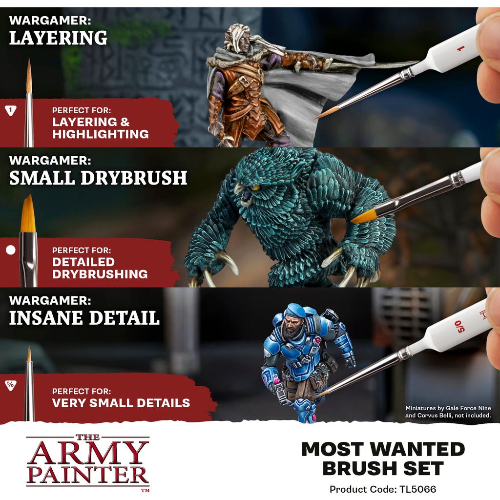 The Army Painter Most Wanted Brush Set, 1 set - 3DJake International