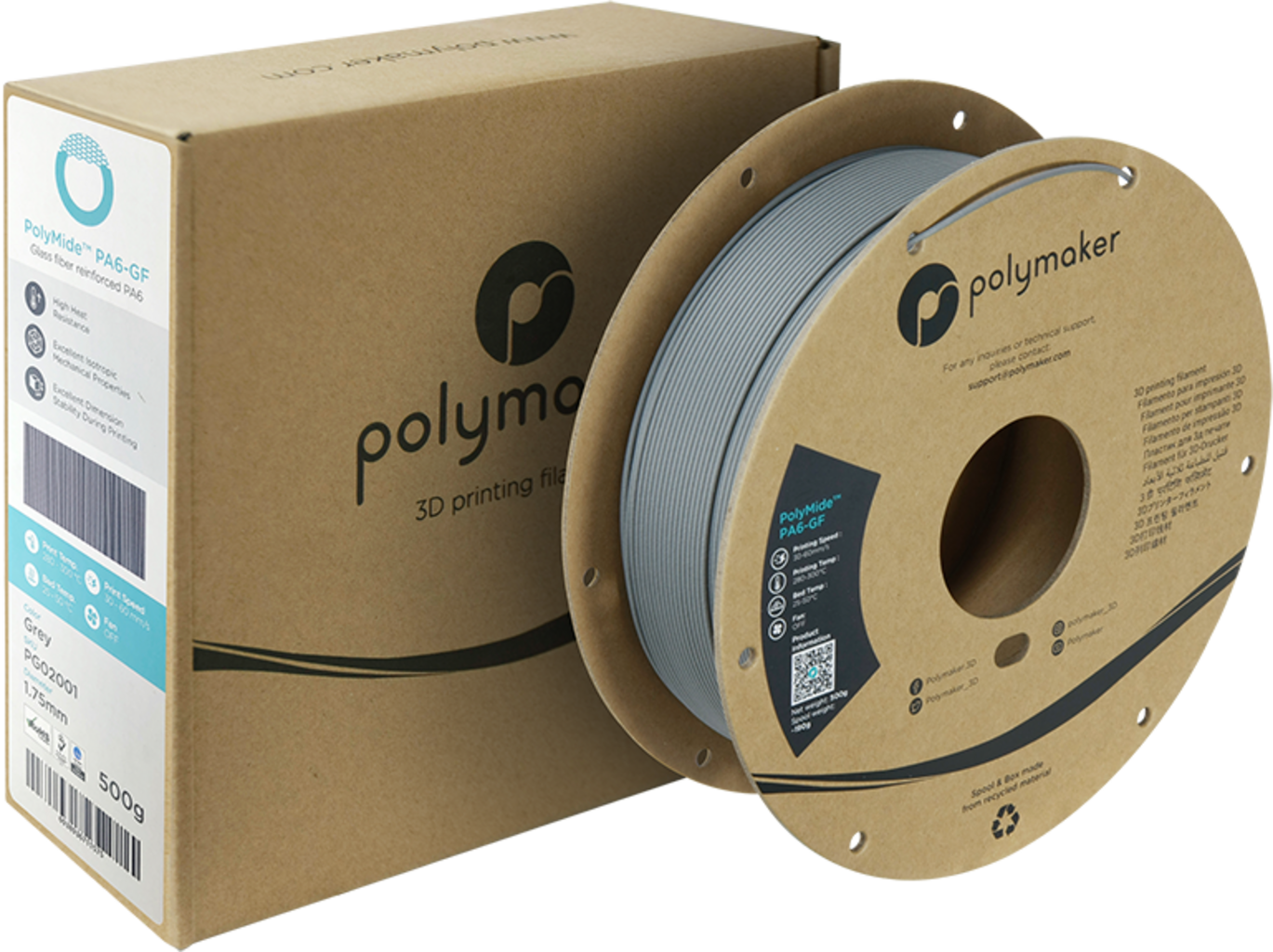 Polymaker PolyMide PA6-GF Grau - 3DJake Schweiz